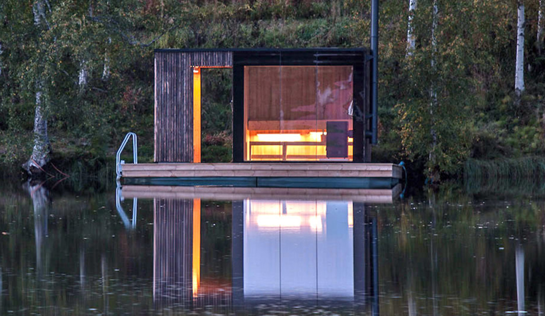 Floating Sauna With Charred Timber Cladding Boasts Minimal Site Impact ...